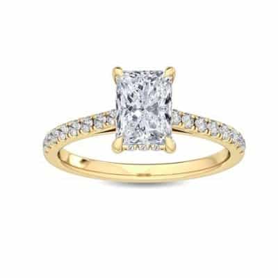Hidden Halo Lab Grown Radiant Diamond Engagement Ring