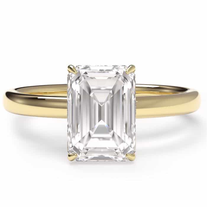 Classic Emerald Solitaire Diamond Engagement Ring